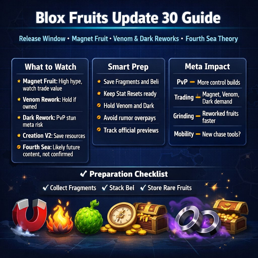 Blox Fruits Update 30 Guide: Release Date Rumors, Magnet Fruit, Venom ...