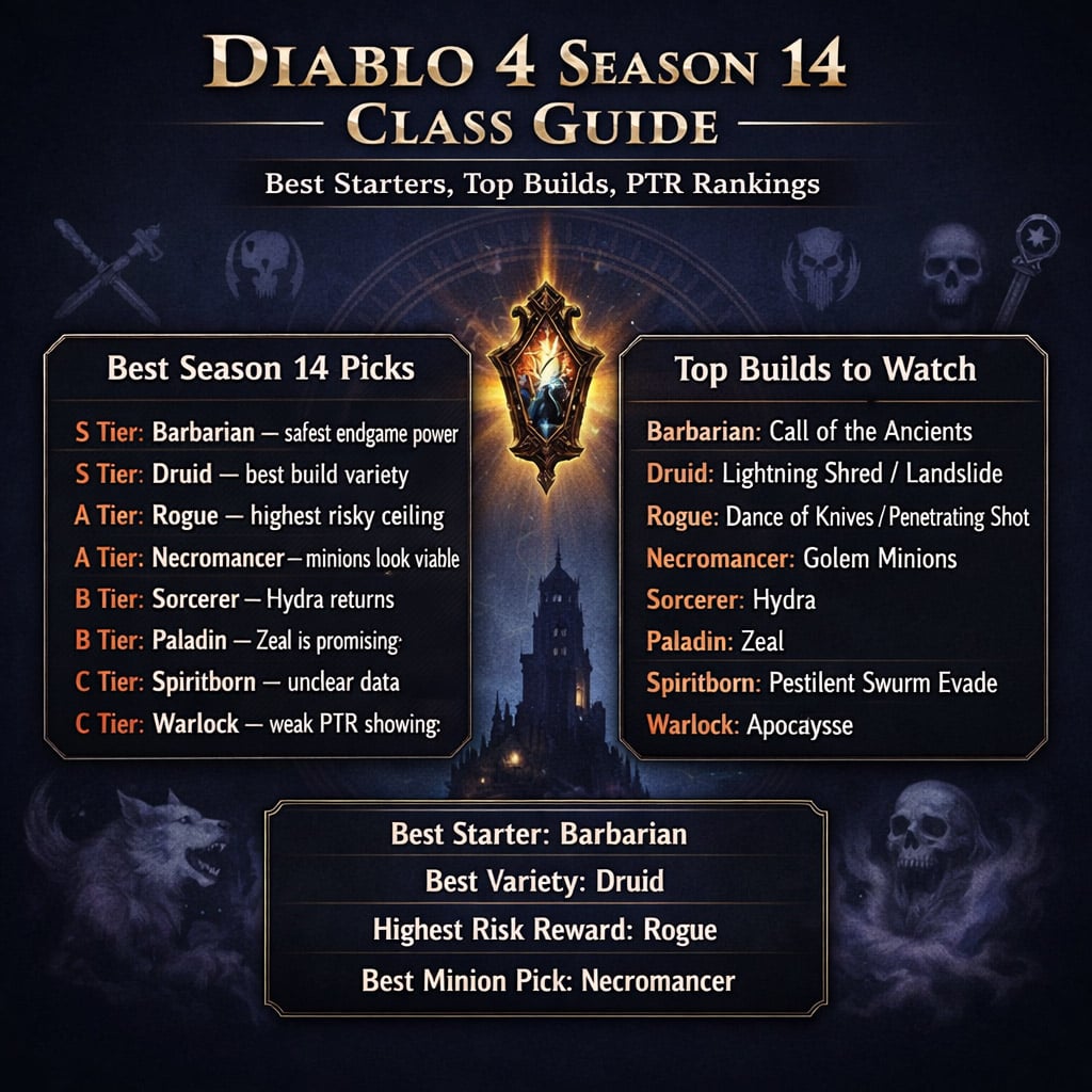 Diablo 4 Season 14 Best Class Tier List: PTR Power Rankings, Builds ...