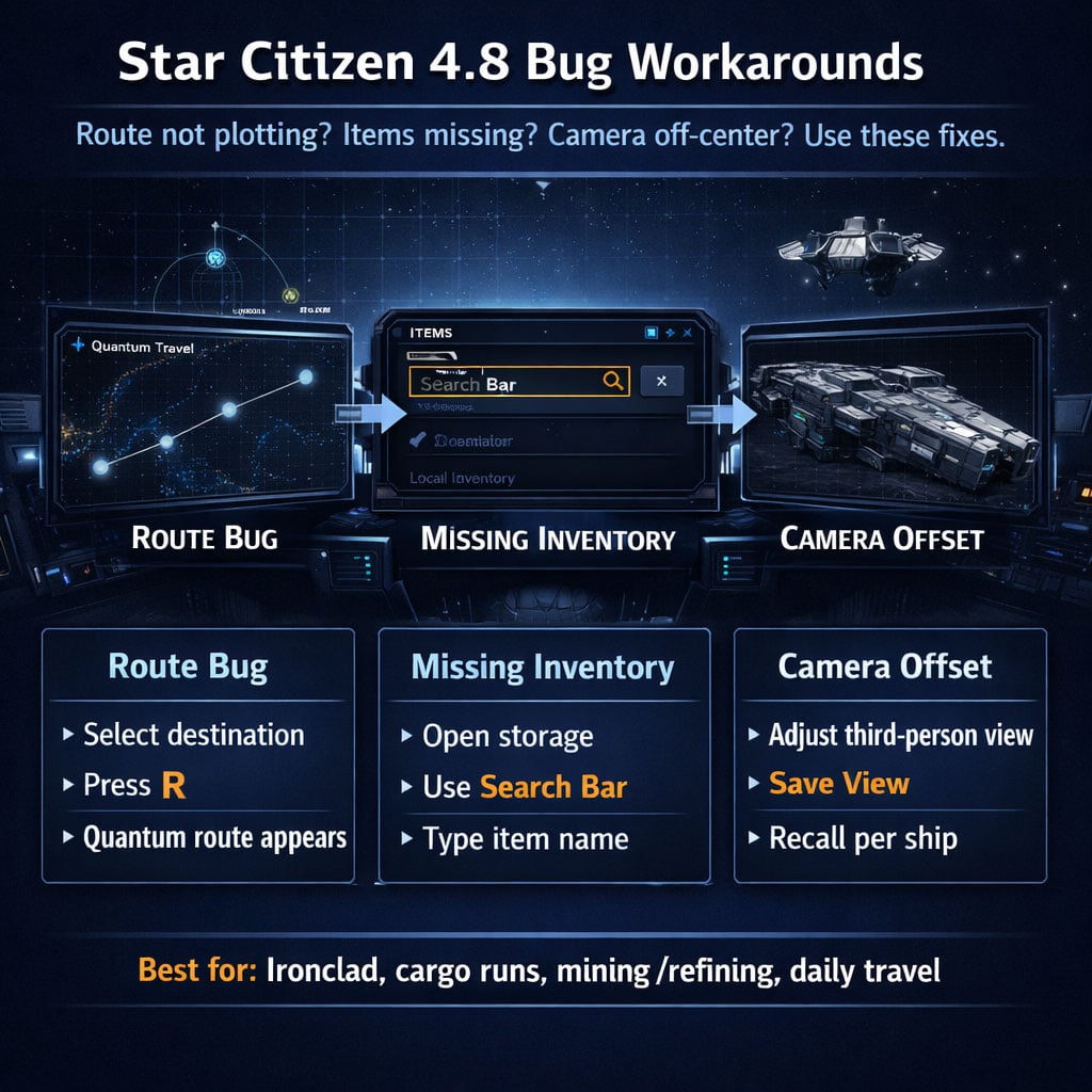 Star Citizen 4.8 Workaround Guide for Route, Inventory, and Camera Bugs