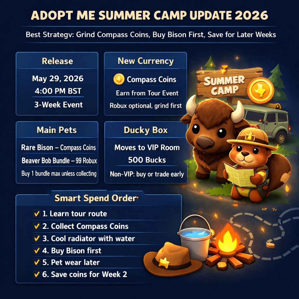 Adopt Me Summer Camp Update: Compass Coins, Bison Pet, Beaver Bob ...