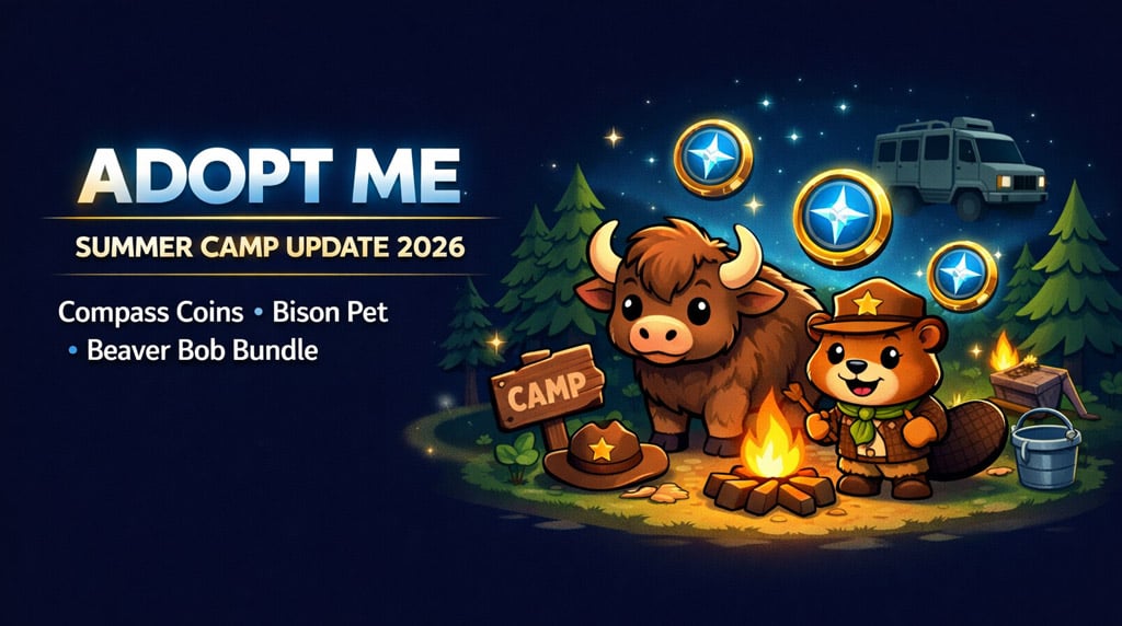Adopt Me Summer Camp Update: Compass Coins, Bison Pet, Beaver Bob ...